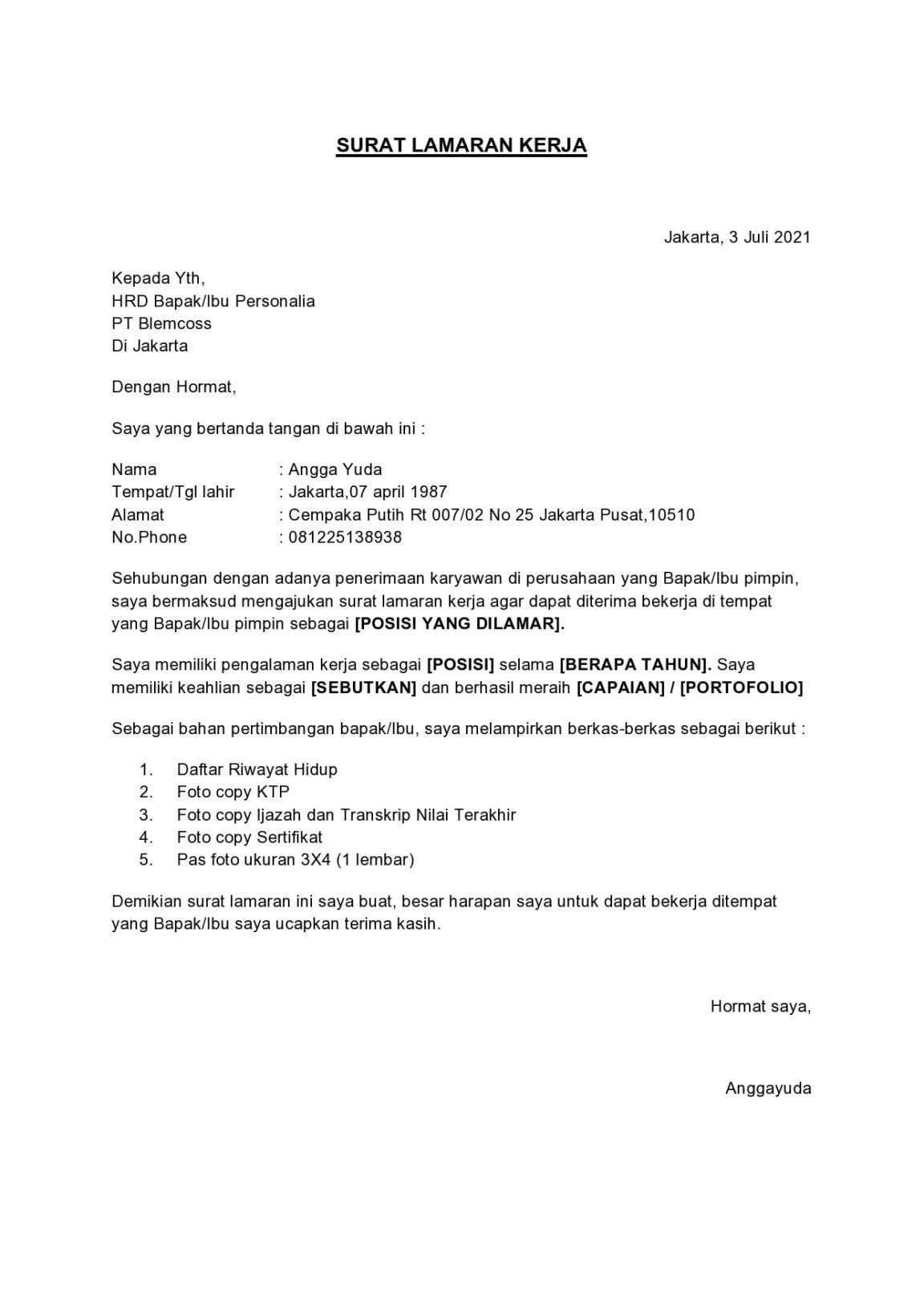 31 Contoh Surat Lamaran Kerja Yang Baik dan Benar, Dijamin Lolos!