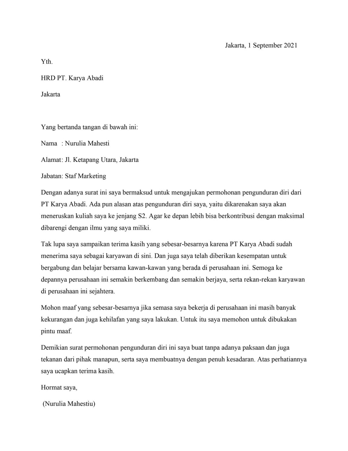 Kumpulan Contoh Surat Resign Kerja dan Cara Membuatnya