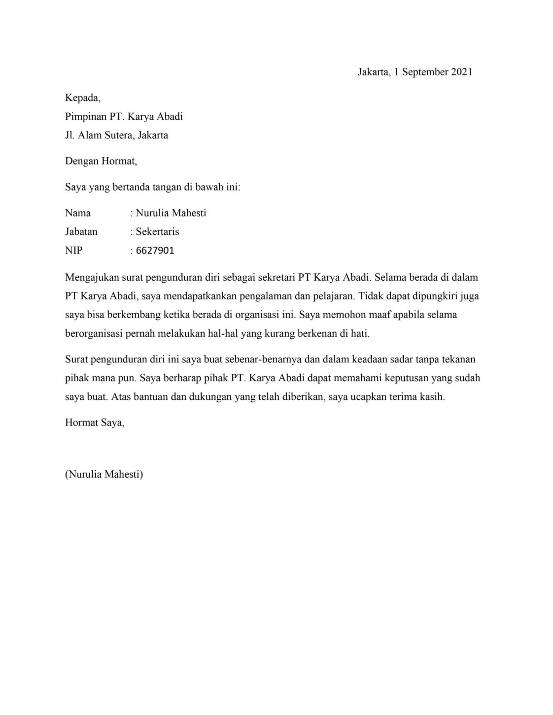 Kumpulan Contoh Surat Resign Kerja dan Cara Membuatnya