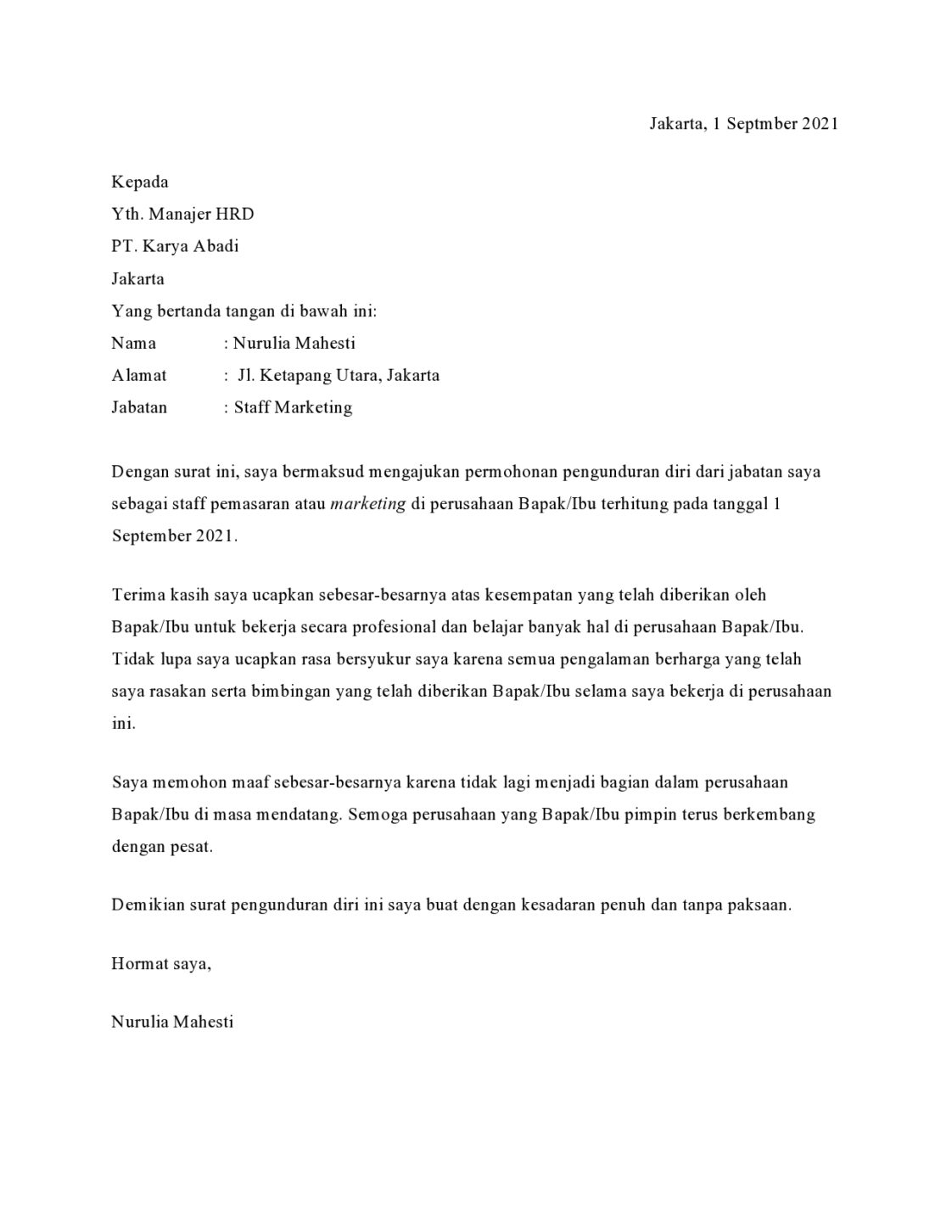 Kumpulan Contoh Surat Resign Kerja dan Cara Membuatnya