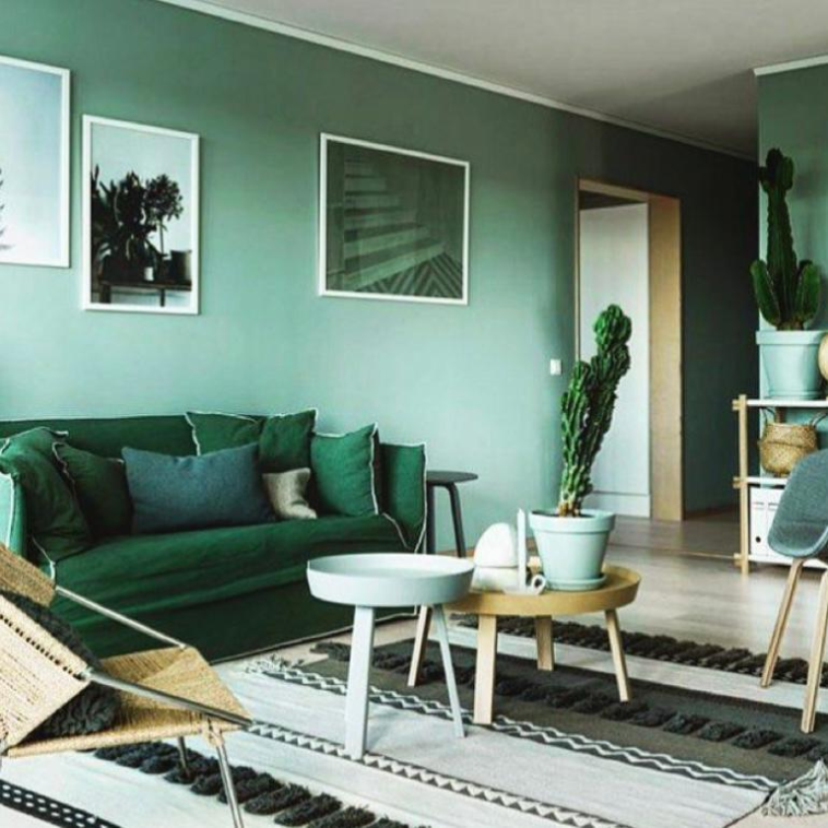 Kombinasi Ruang Tamu Warna Hijau Sederhana - Gramedia