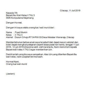 Contoh Surat Izin Sekolah Karena Sakit yang Baik dan Benar