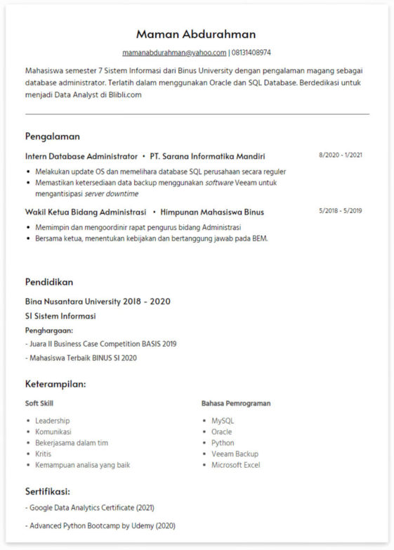 7+ Contoh CV ATS yang Patut Dicontoh! - Best Seller Gramedia