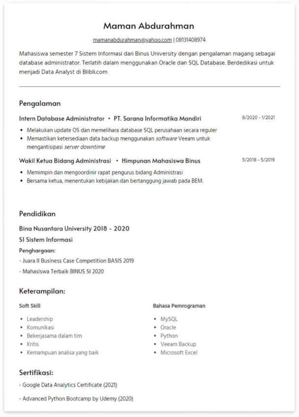 7+ Contoh CV ATS yang Patut Dicontoh! - Best Seller Gramedia