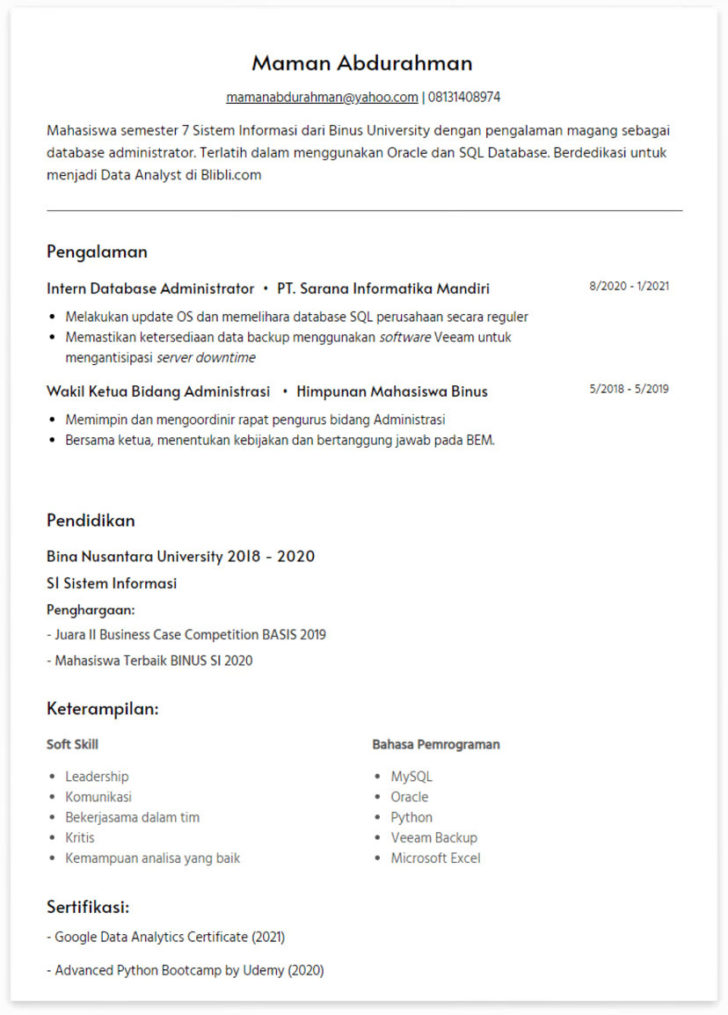 7+ Contoh CV ATS yang Patut Dicontoh! - Best Seller Gramedia