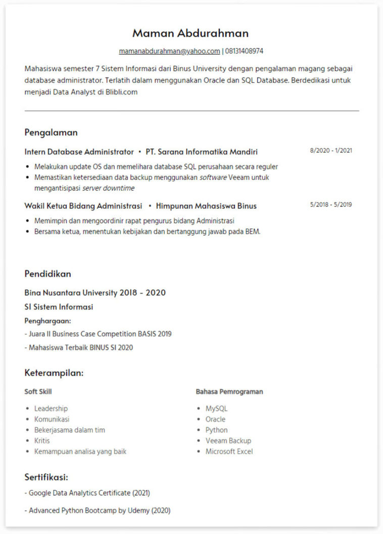 7+ Contoh CV ATS yang Patut Dicontoh! - Best Seller Gramedia